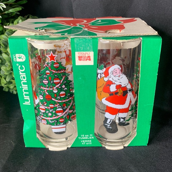 Luminarc | Dining | Nib Vintage 996 Luminarc 16oz Christmas Santa ...